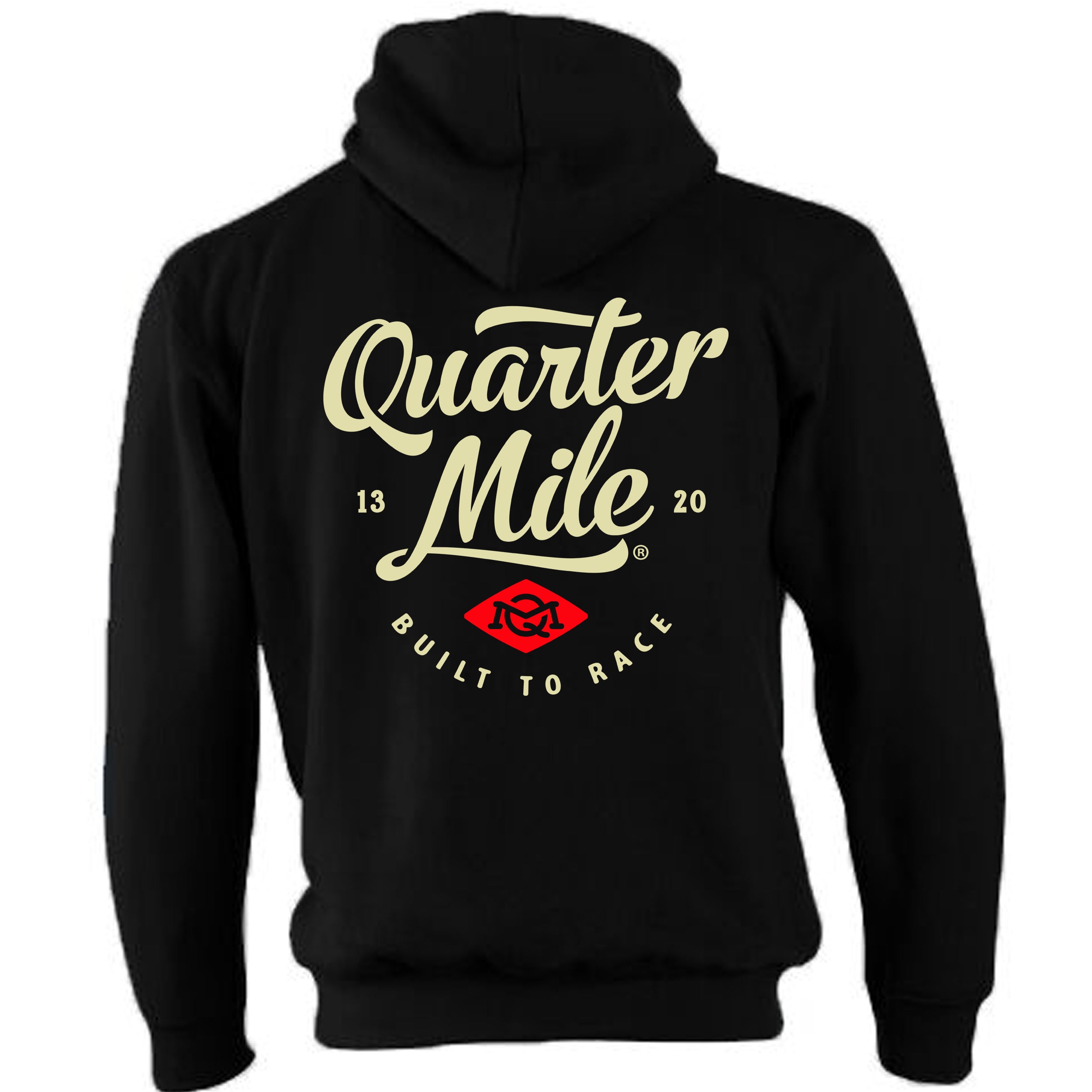 Quarter Mile Drag Racing Heavyweight Zip Zipper Hoody Stacked Logo Cre ...